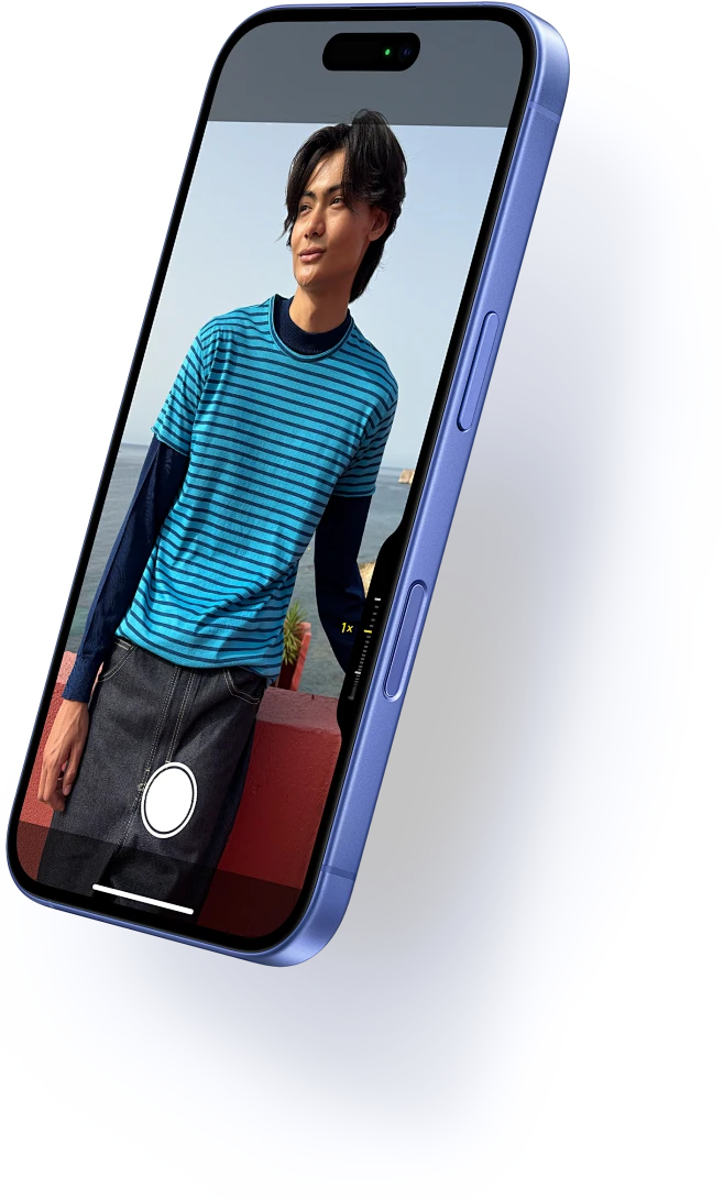 群青色 iPhone 16 展示超瓷晶面板-花瓣网