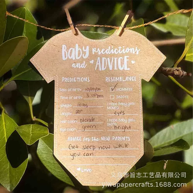Baby Shower 婴儿洗礼派对牛皮纸宝宝建议祝福预测卡片Baby Predi - 阿里巴巴-花瓣网