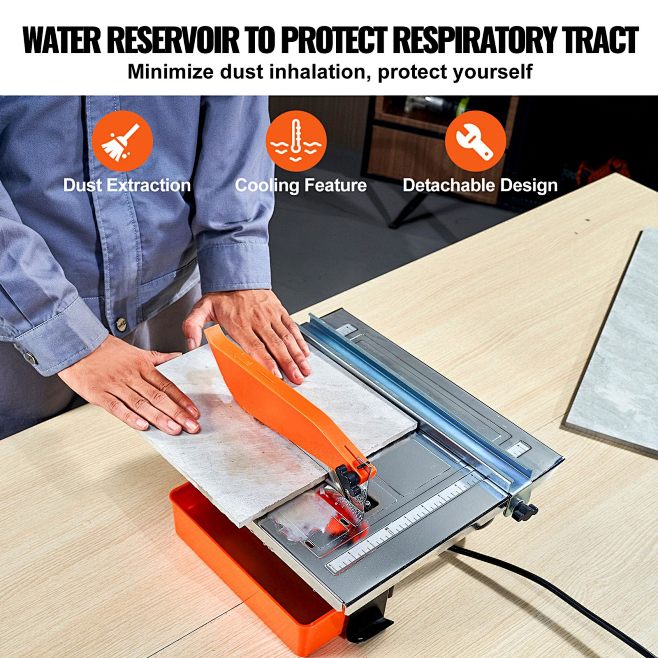 VEVOR Wet Tile Saw, 7-inch 65Mn Steel Blade, 3500 RPM Induction Motor ...