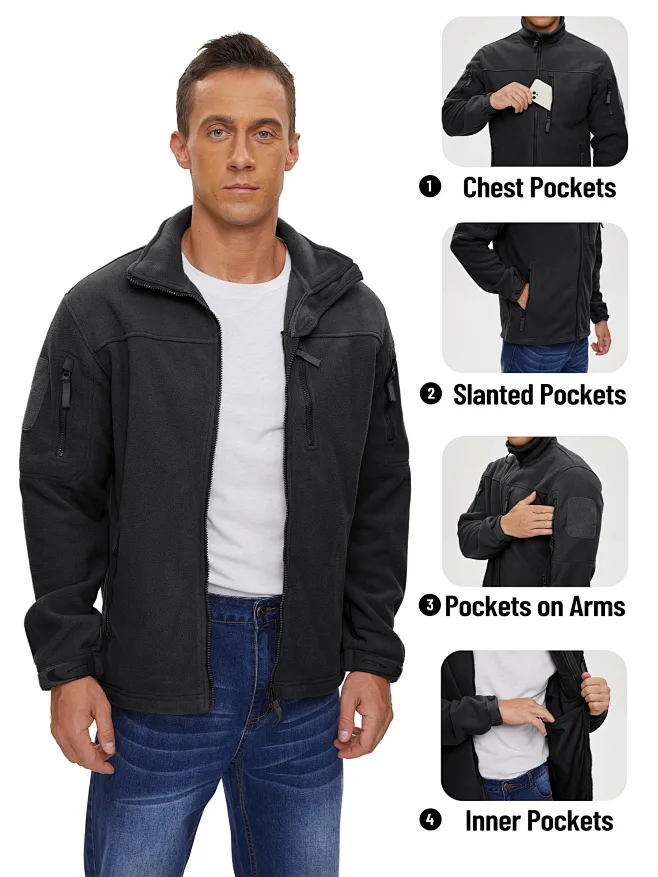 TACVASEN Jackets for Men Fleece Jacket Full Zip Outdoor Recreation Hikng Camping Tatical Winter ...