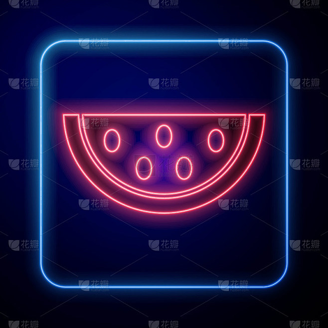 Glowing neon Watermelon icon isolated on blue back