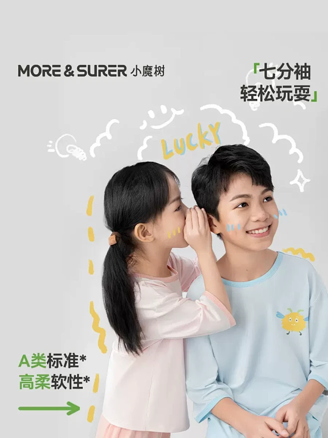 小魔树趣味春夏新款家居服套装5a纯棉莫代尔小中大童男女宝透气-tmall.com天猫-花瓣网