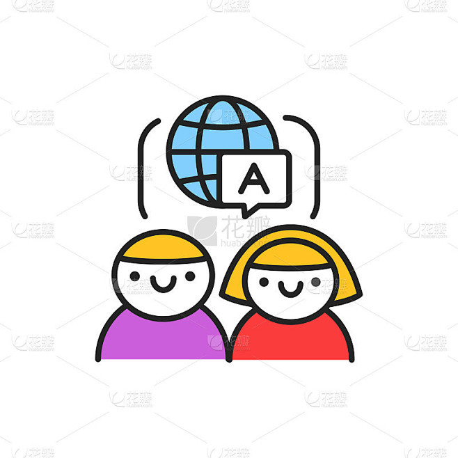 Teaching a foreign language color line icon. Picto