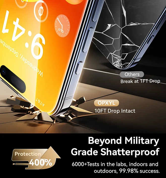 Amazon.com: Opxyl Unbreakable 9H+ Glass for iPhone 15 Pro Max Screen Protector [Military Grade ...