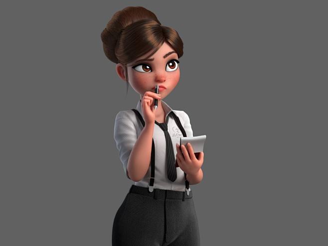 卡通服务员女孩-影视/CG模型-微元素 - Element3ds.com!-花瓣网