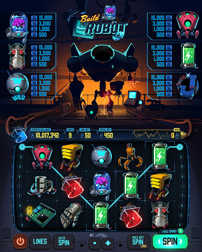Build a Robot : Slot game design, illustrations and animations