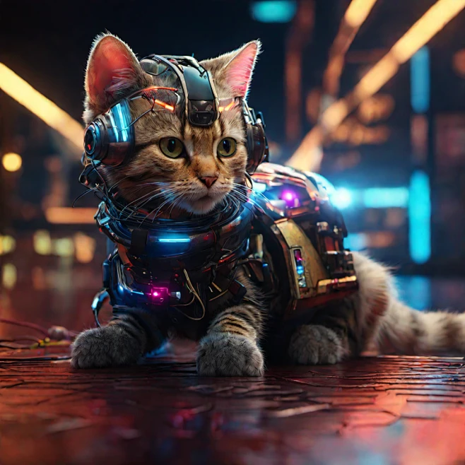 Cute cyber cat 0-花瓣网