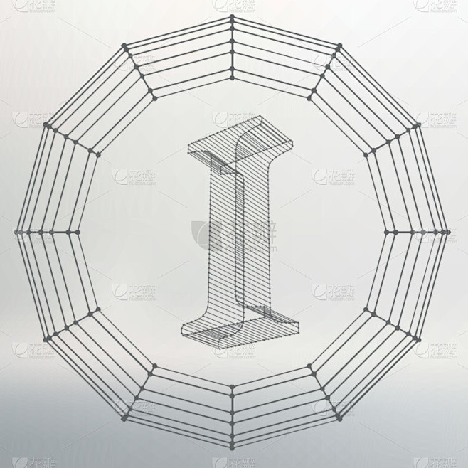 Vector illustration of letter I. Fonts of Mesh pol