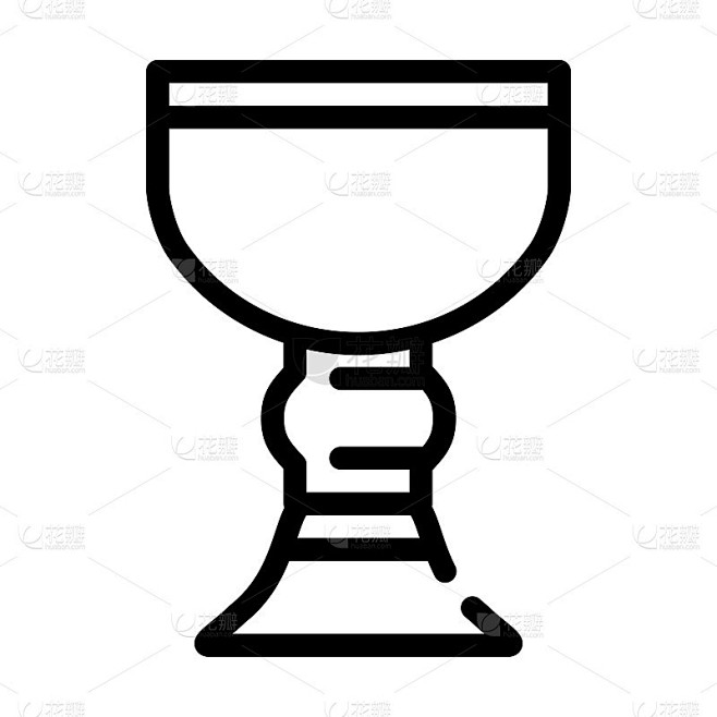 圣杯线图标向量插图黑色