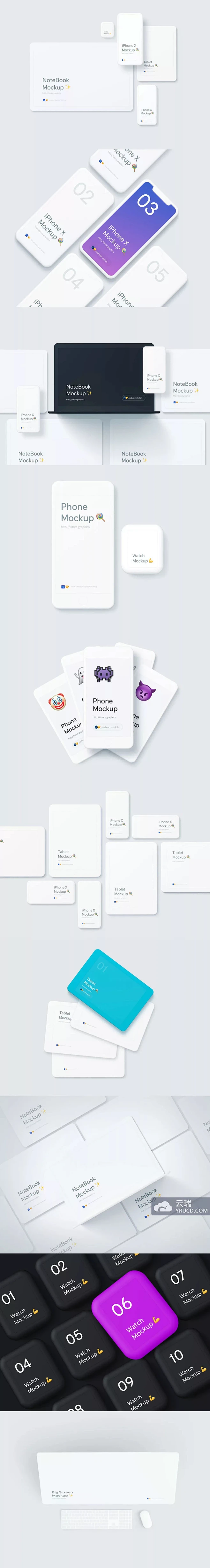 多角度手机样机 作品包装展示 ui素材Simple Mockups Bundle-花瓣网