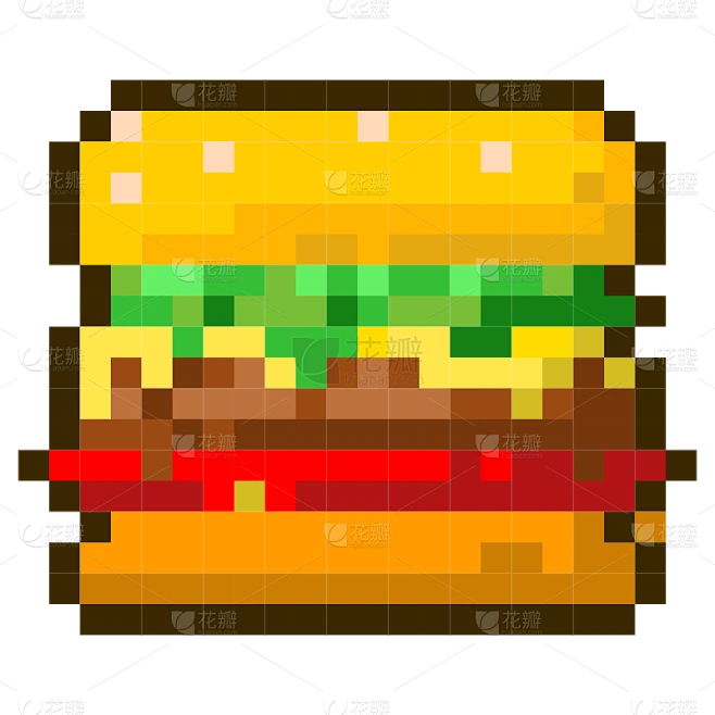 Hamburger Pixel Sticker素材-花瓣网