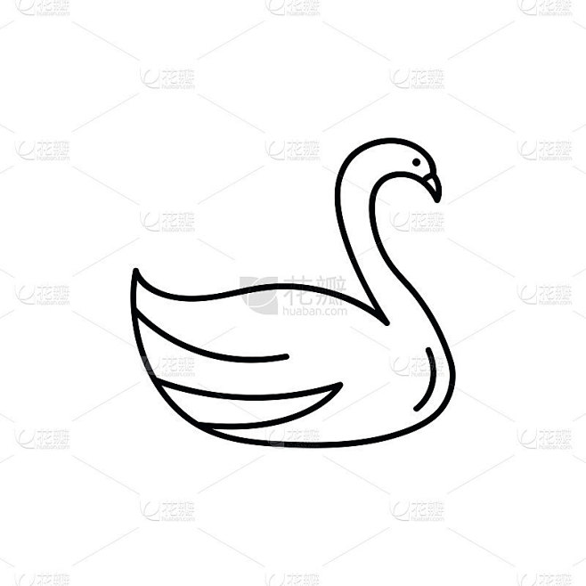 Simple swan line icon. Stroke pictogram. Vector il