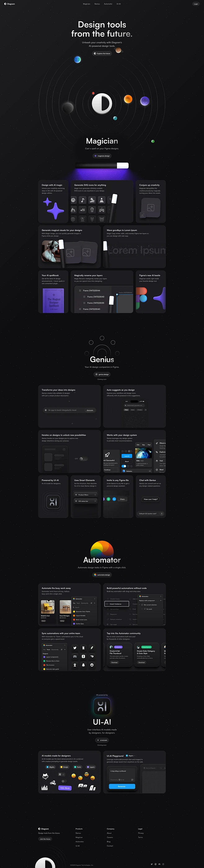 Diagram Landing Page Example: Design tools from the future. Unleash ...