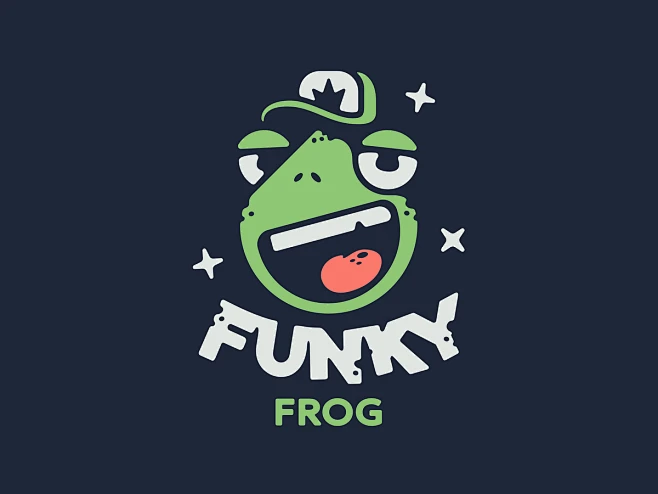 Funky Frog affinity designer branding cap crown frog logo mascot shine ...