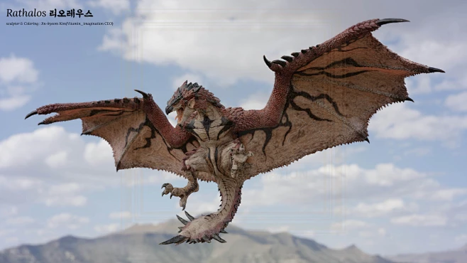 Rathalos 3D modeling completed-花瓣网