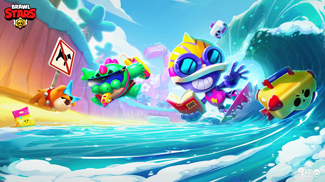 Brawl Stars - Jurassic Splash : Surfer Carl & Buzz Illustration ...