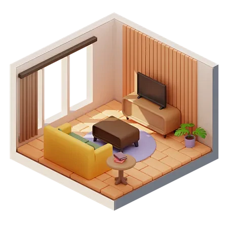 Living Room 3D Icon-花瓣网