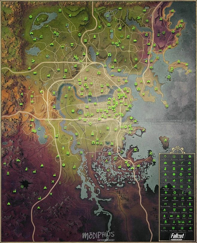 Stylized Fallout 4 World Map-花瓣网