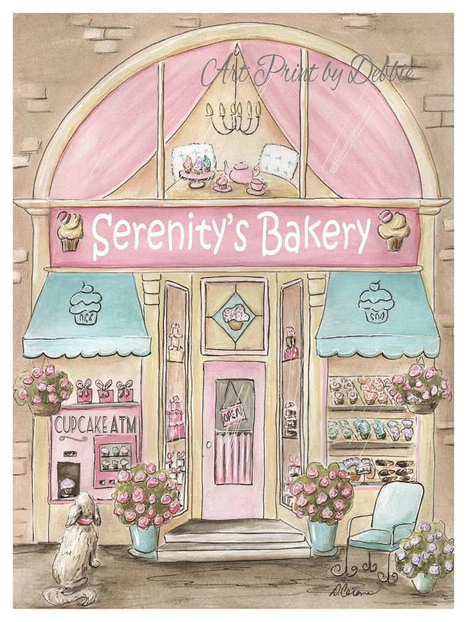 Vintage Blush Pink Personalized Set Of 3 Bakery Prints For Girls Travel ...