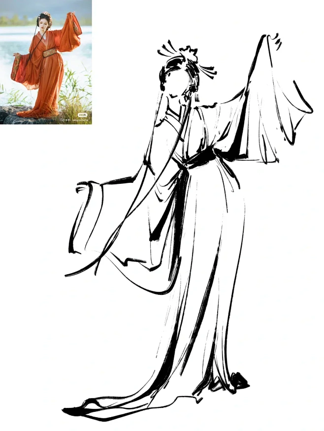 水墨风古风人物速写练习 - 小红书-花瓣网