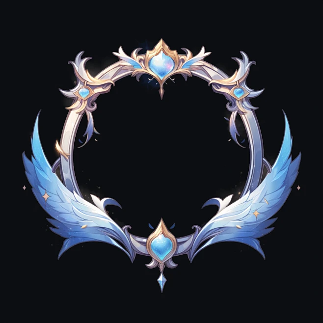 tysonliu083__Round_game_avatar_frame_made_of_metal_and_blue_gem ...