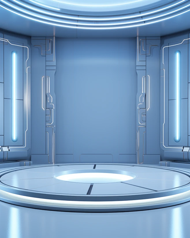 an empty futuristic modern room with a circular circular room with ...
