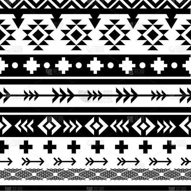 Beautiful aztec vector seamless pattern素材-花瓣网