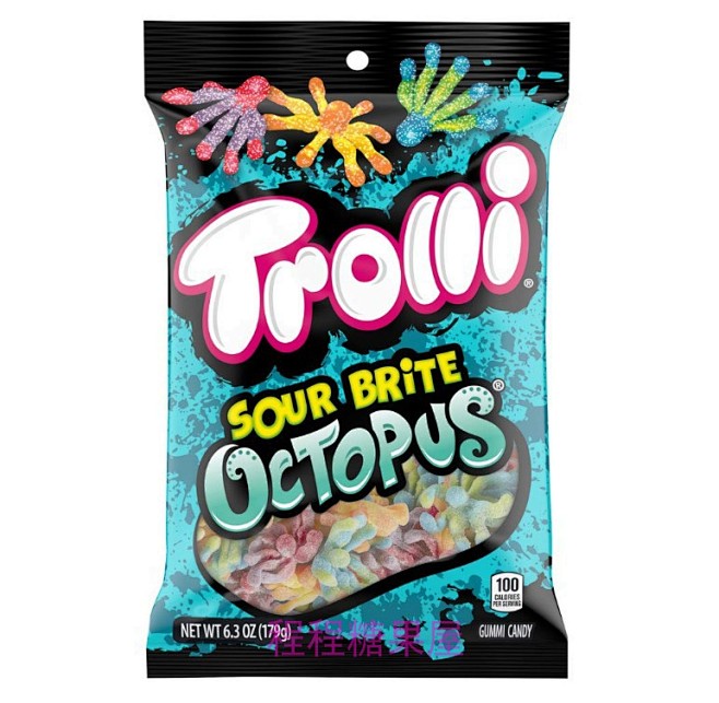 德国 Trolli Sour Brite octopus 章鱼酸味软糖酸甜儿童喜欢糖果-淘宝网