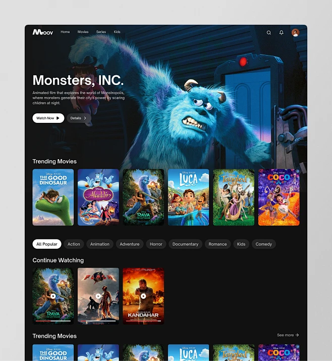 Moov - Movie Landing Page by Rezah Aurellia for Kretya Studio on ...