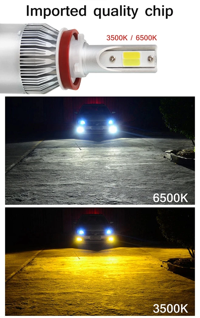 C6 Dual Color 12000 Lumens Led Bulbs H4 Car Lights H11 Auto Lamps H7 ...