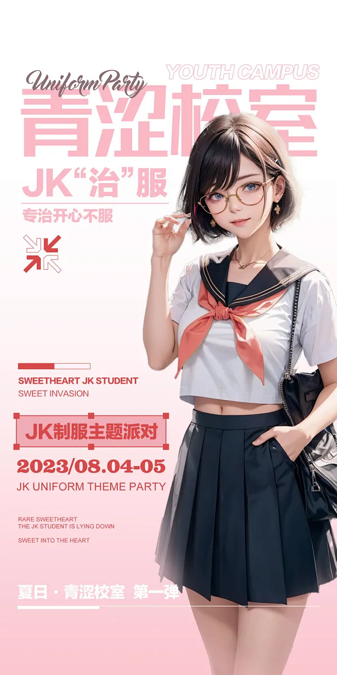 酒吧JK制服派对简约海报图片_点击来源下载源文件图片素材-花瓣网