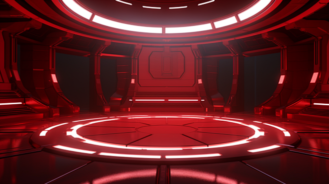b7496_circular_red_light_and_red_shadows_indoor_with_futuristic ...