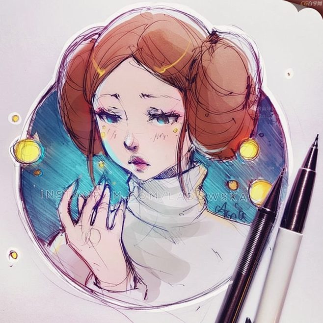 Asia Ladowska 马克笔上色绘画