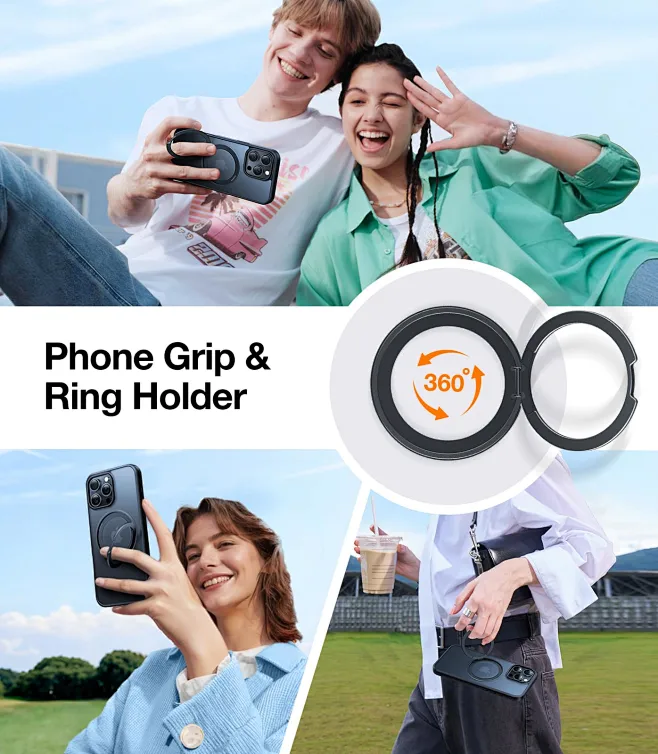 Amazon.com: TORRAS Upgraded 360°Rotatable Magnetic Ring for iPhone 16 ...