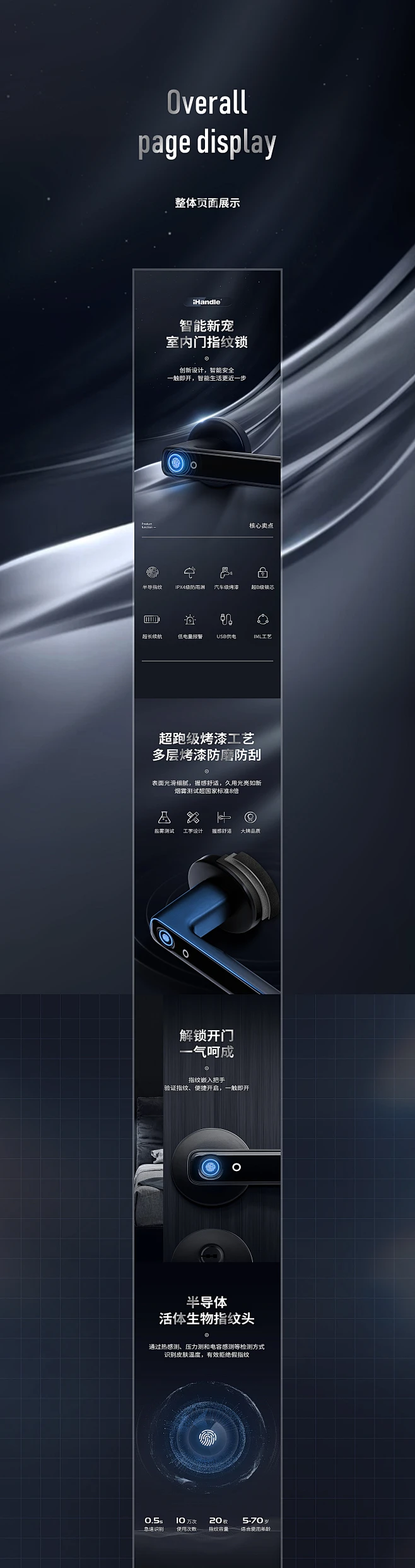 室内智能锁/指纹锁/五金门窗执手详情页设计x3幅_江小白_【68Design】-花瓣网