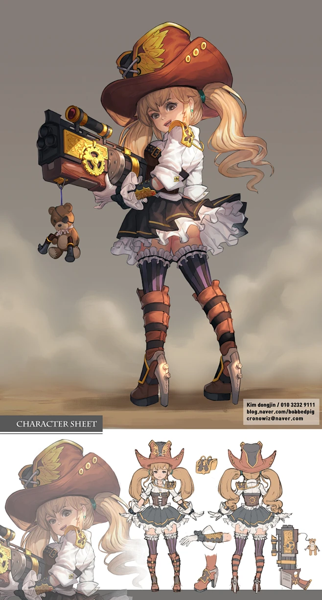 日韩Q版 韩式 角色 立绘 萝莉 加勒比萝莉 海盗船长steampunk gunner, kim dj : steampunk gunner by kim dj on ArtStation.-花瓣网