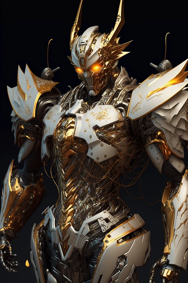 Lightning thunder white and gold samurai mech batman knight, lightning ...
