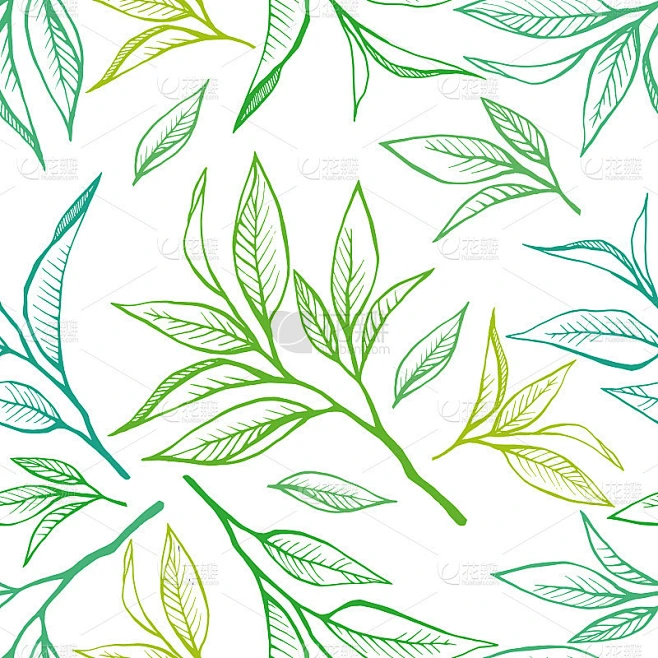 tea leaves seamless pattern素材-花瓣网
