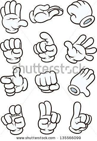 Cartoon gloved hands. Vector clip art illustration. Each in a separate ...