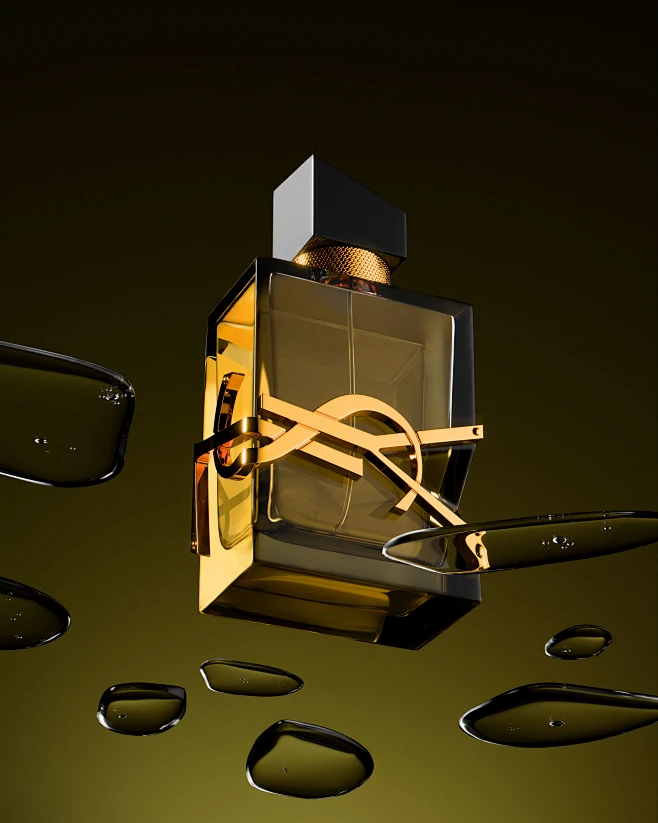 yves saint laurent ysl perfume Fragrance 3D 3d modeling 3D Rendering visualization product CGI-花瓣网