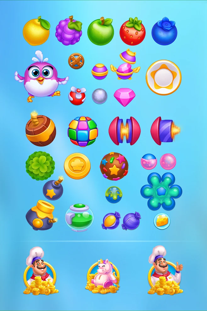 Graphics for the game ''Bubble Cafe" :: Behance-花瓣网
