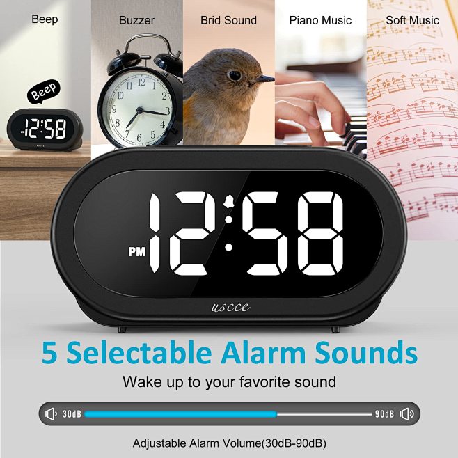 Amazon.com: USCCE Small LED Digital Alarm Clock with Snooze, Easy to ...