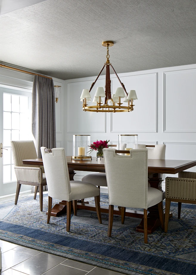 Example of a transitional gray floor, wallpaper ceiling and wall ...