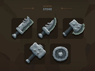 Casual Weapon Icon Stone 3d lowpolygon cartoon games vr ax sword weapon ...