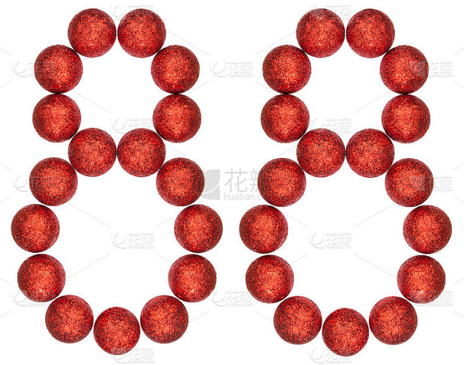 数字88 88，从装饰球，孤立在白色背景