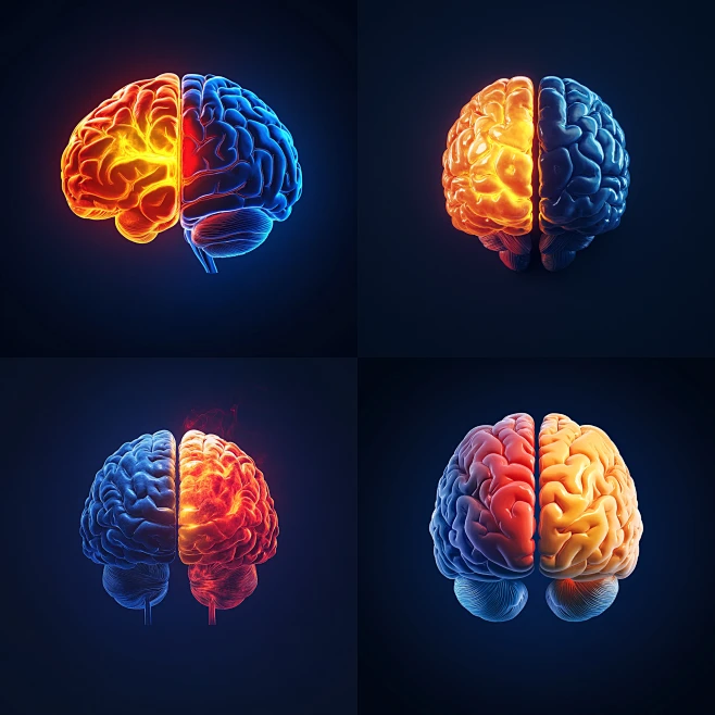 fangpai666_An_illustration_of_the_human_brain_with_one_half_glo ...