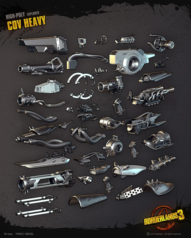 Borderlands 3: All Guns by Liquid Development, Liquid Development : High poly and game-res ...