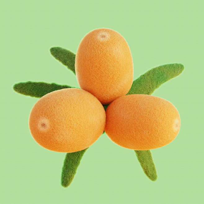 3D wool felt toy berries blender cute texture material color