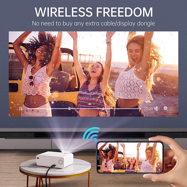 Amazon.com: VIMGO Mini WiFi Projector, 7800Lux Portable Projector Full ...