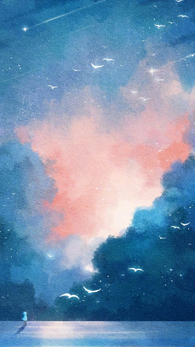 唯美风景插画手机壁纸-花瓣网